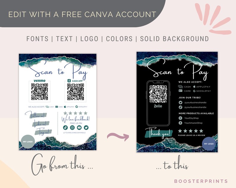 Editable Scan to Pay Template Premium QR Code Sign for Venmo Payment ...