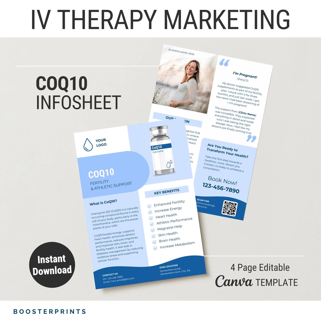 Coq10 IV Infusion Template Coq10 Flyer IV Therapy Canva Template Coq10 ...
