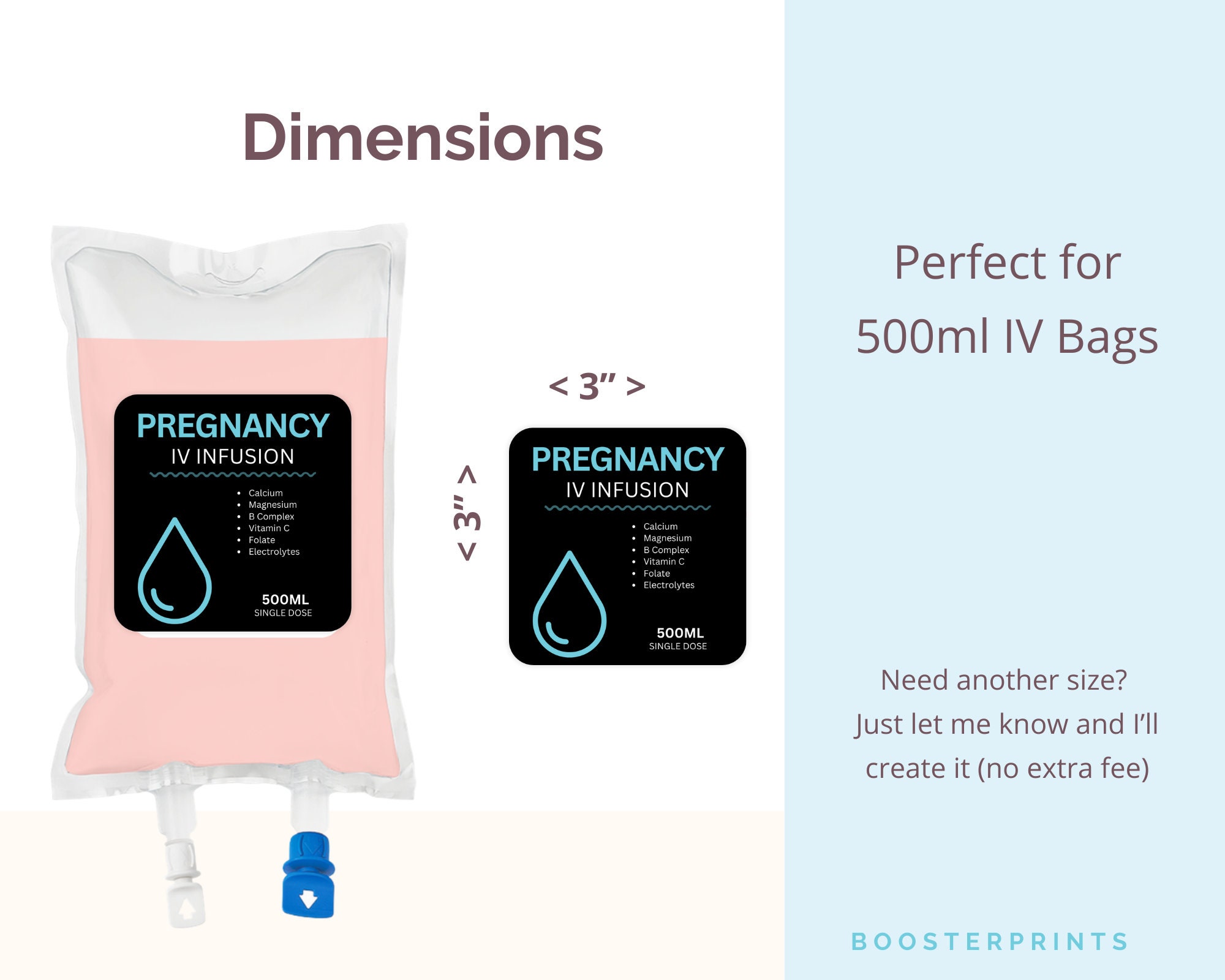 IV Infusion Bag Label Template Editable IV Vitamin Therapy Label IV ...