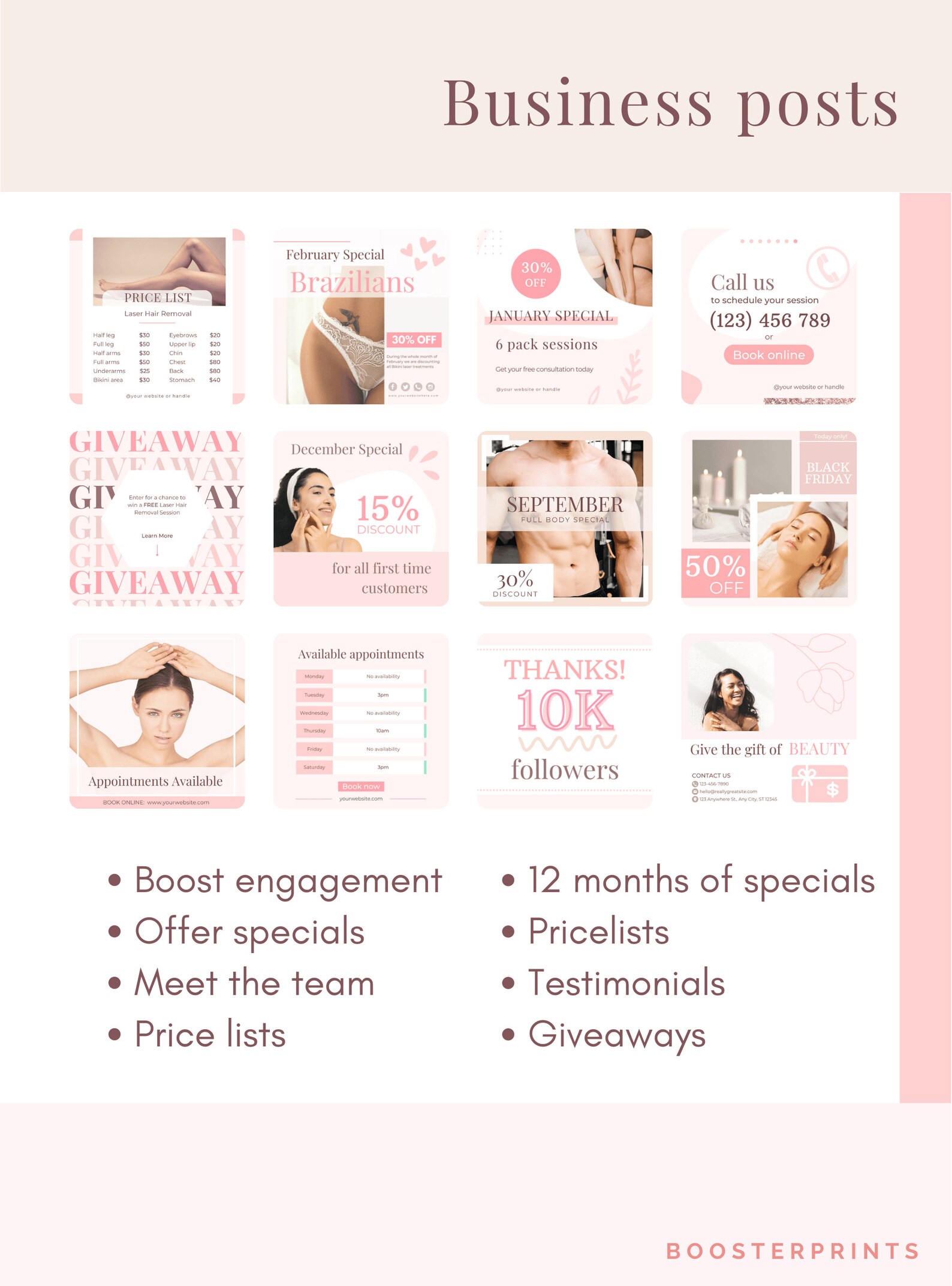 Laser Hair Removal Instagram Posts IG Stories Hair Removal Marketing ...
