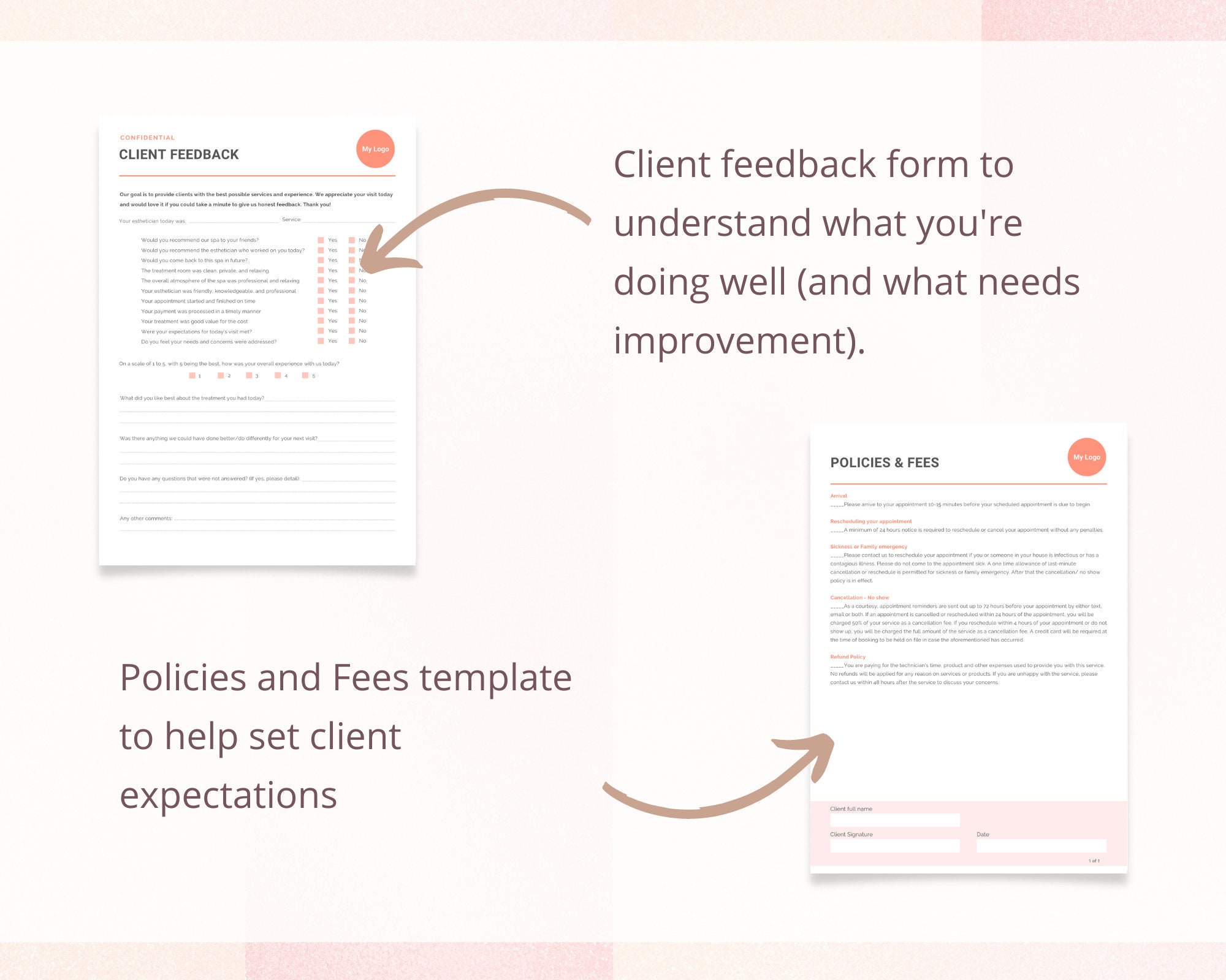 Waxing Consent Forms Wax Salon Client Intake Form Waxing Aftercare Card ...