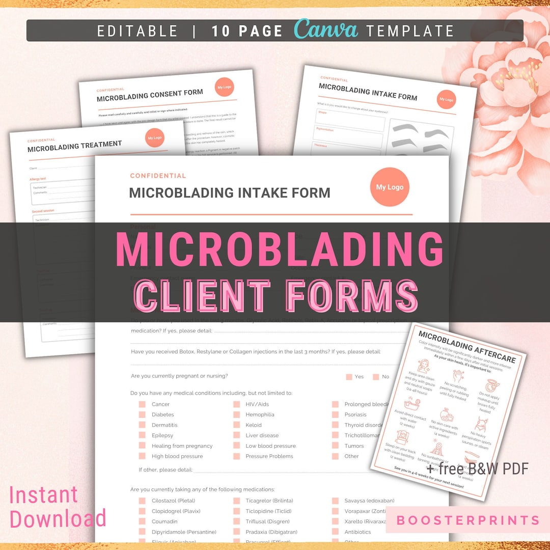 Microblading Consent Forms Microblading Forms Aftercare Cards PMU Forms ...