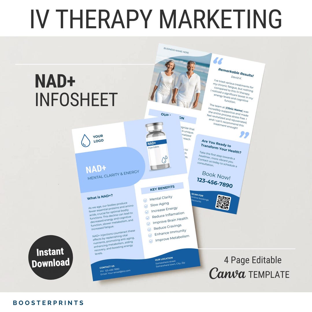 Nad Flyer IV Therapy Canva Template Nad Injections Canva Nad Info Iv ...