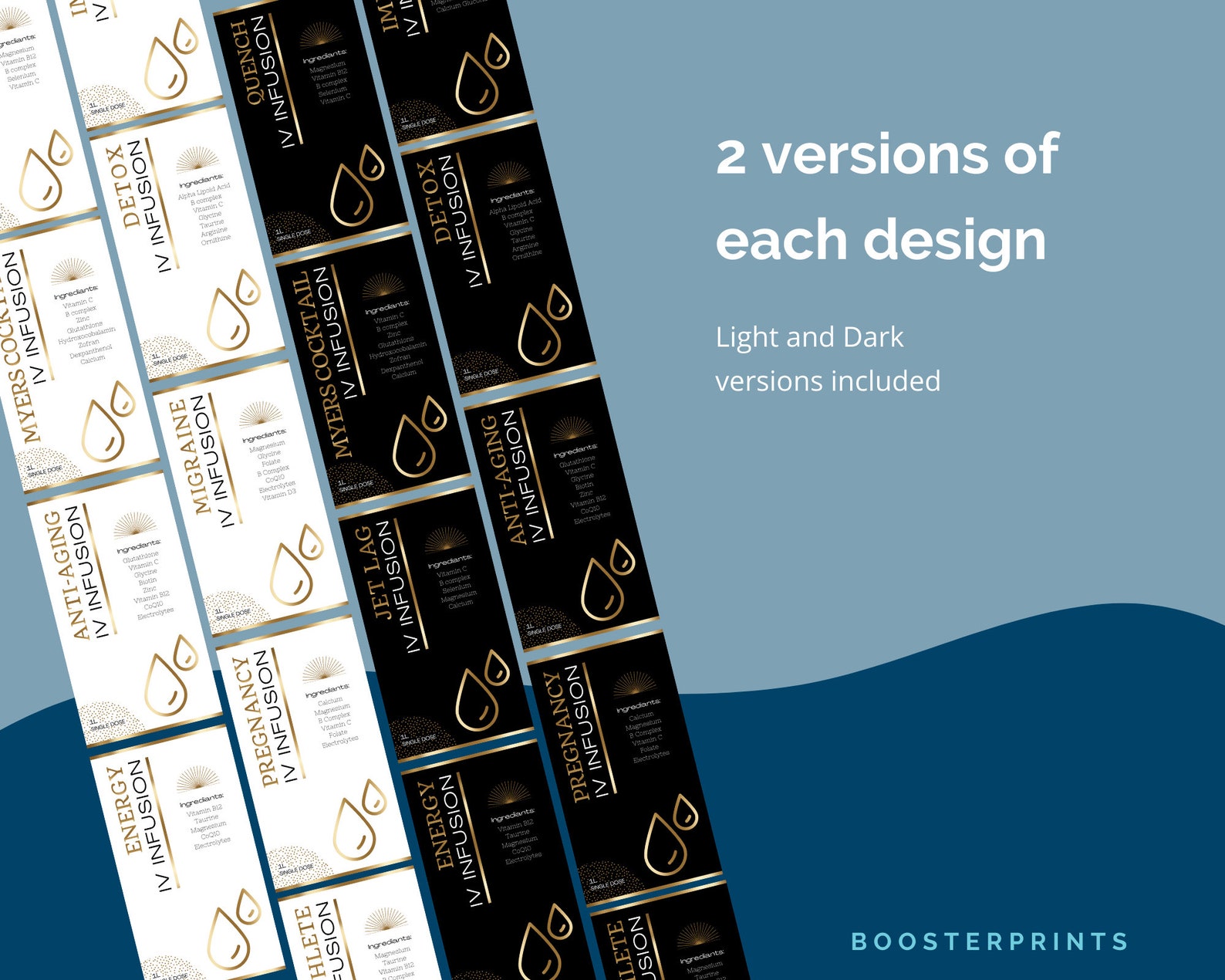 IV Bag Labels Editable IV Vitamin Therapy Templates Premium IV Label ...