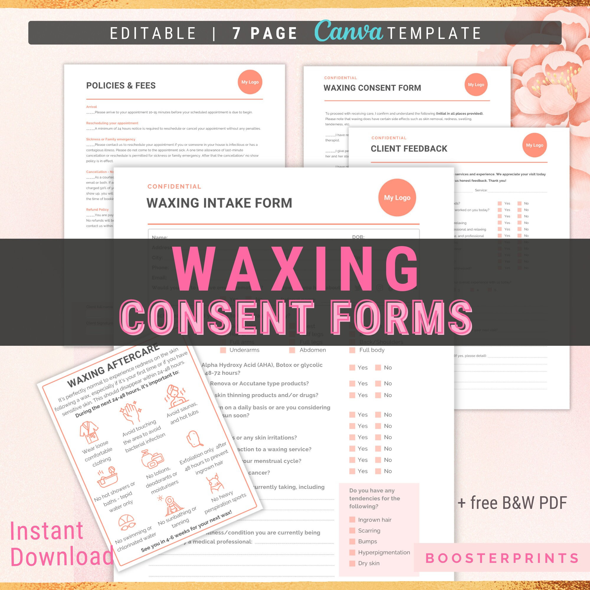 Waxing Consent Forms for Waxing Consultation Forms Waxing Intake Form ...