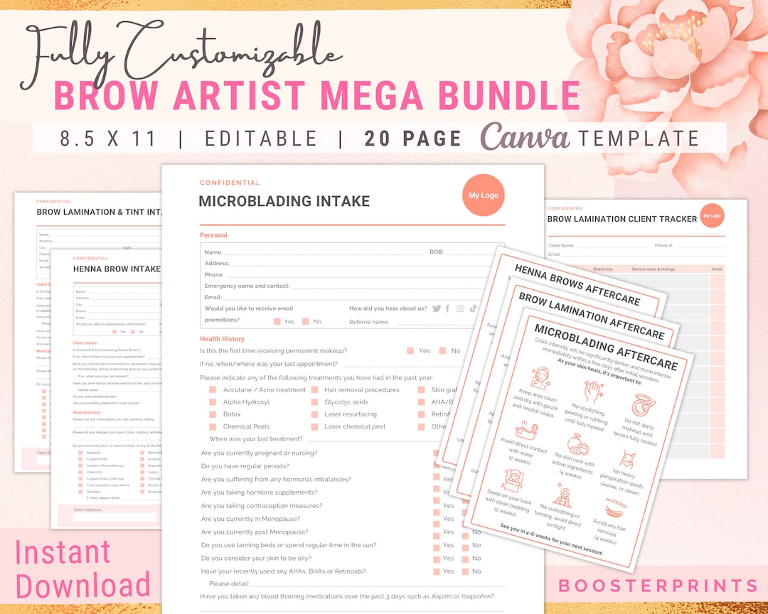 Brow Tech Templates Brow Client Forms Brow Lamination Henna Brows ...