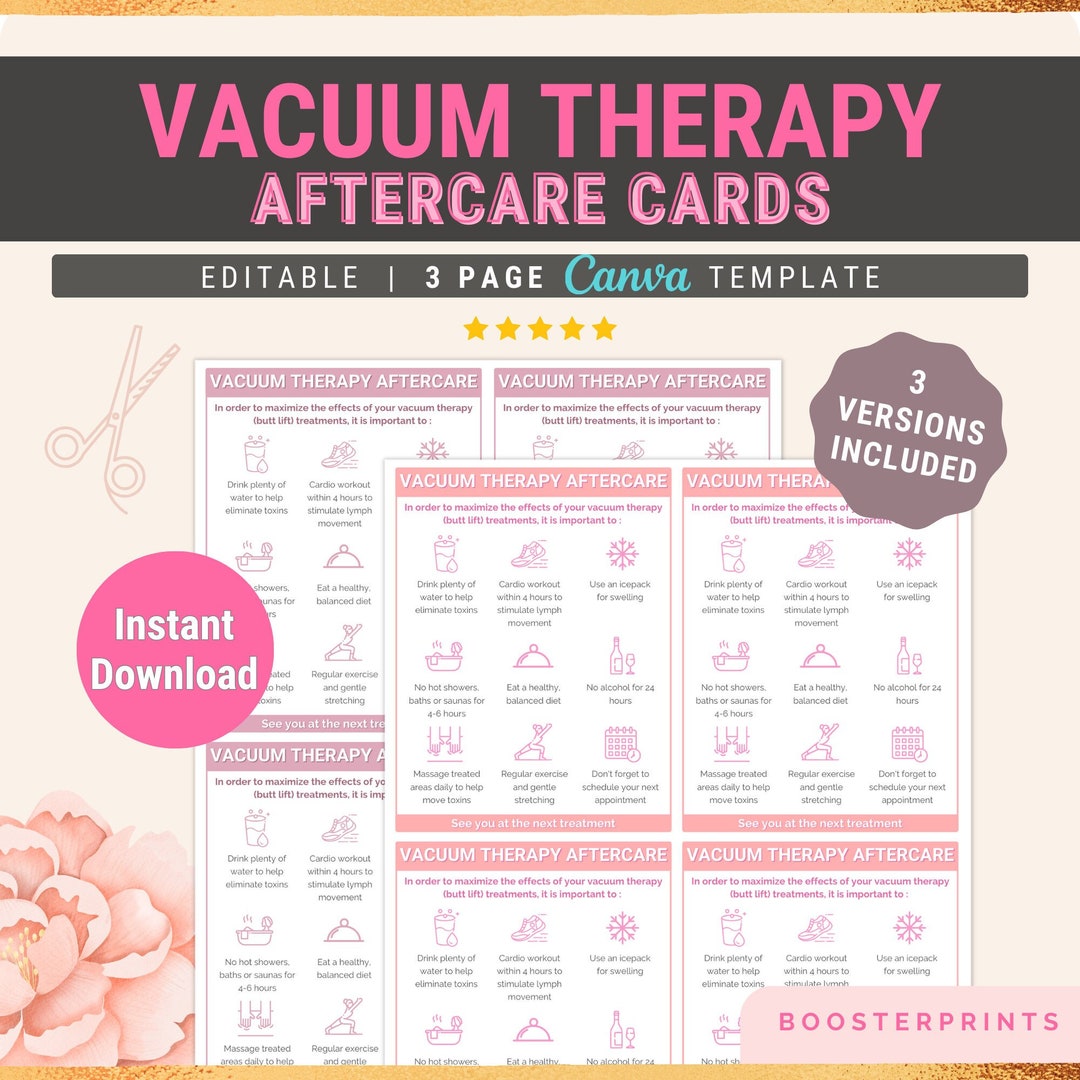 Vacuum Therapy Aftercare Card Butt Lift After Care Card Body Sculpting ...