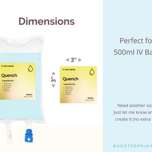 IV Infusion Bag Labels Modern IV Vitamin Therapy Bag Label Gradient IV ...