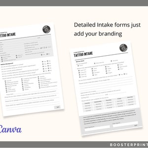 Tattoo Consent Forms Tattoo Artist Client Forms Tattoo Studio Intake ...