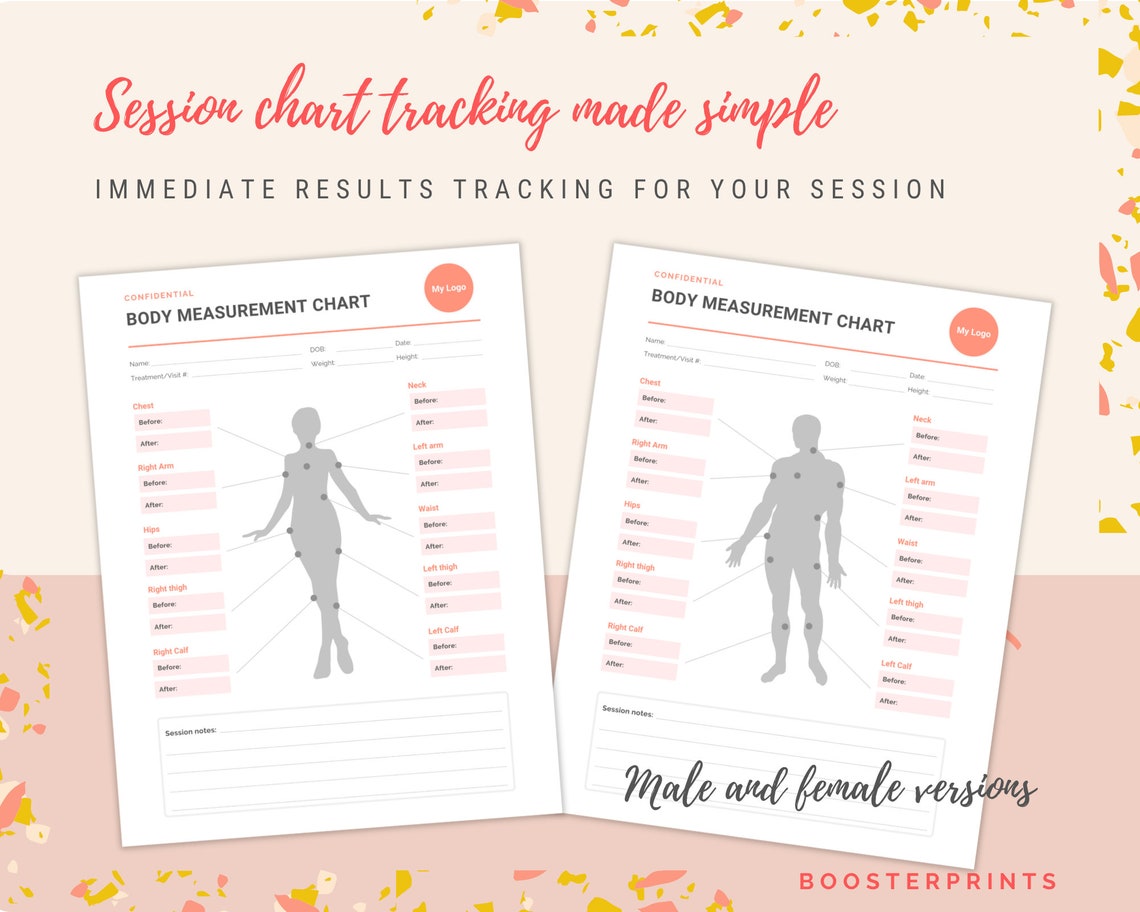 Body Measurement Charts Body Sculpting Tracker Body Contouring Inch ...