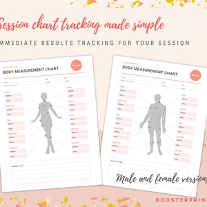 Body Measurement Charts Body Sculpting Tracker Body Contouring Inch ...