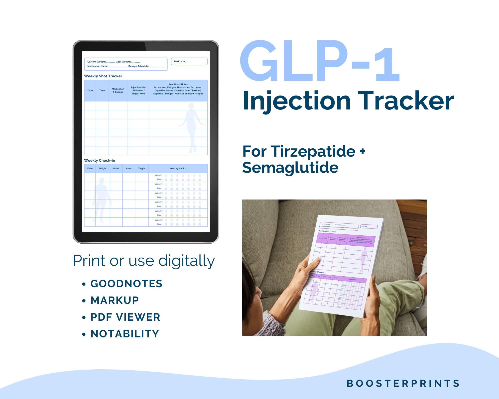 GLP1 Injection Tracker Tirzepatide Weight Loss Semaglutide Weight Loss ...