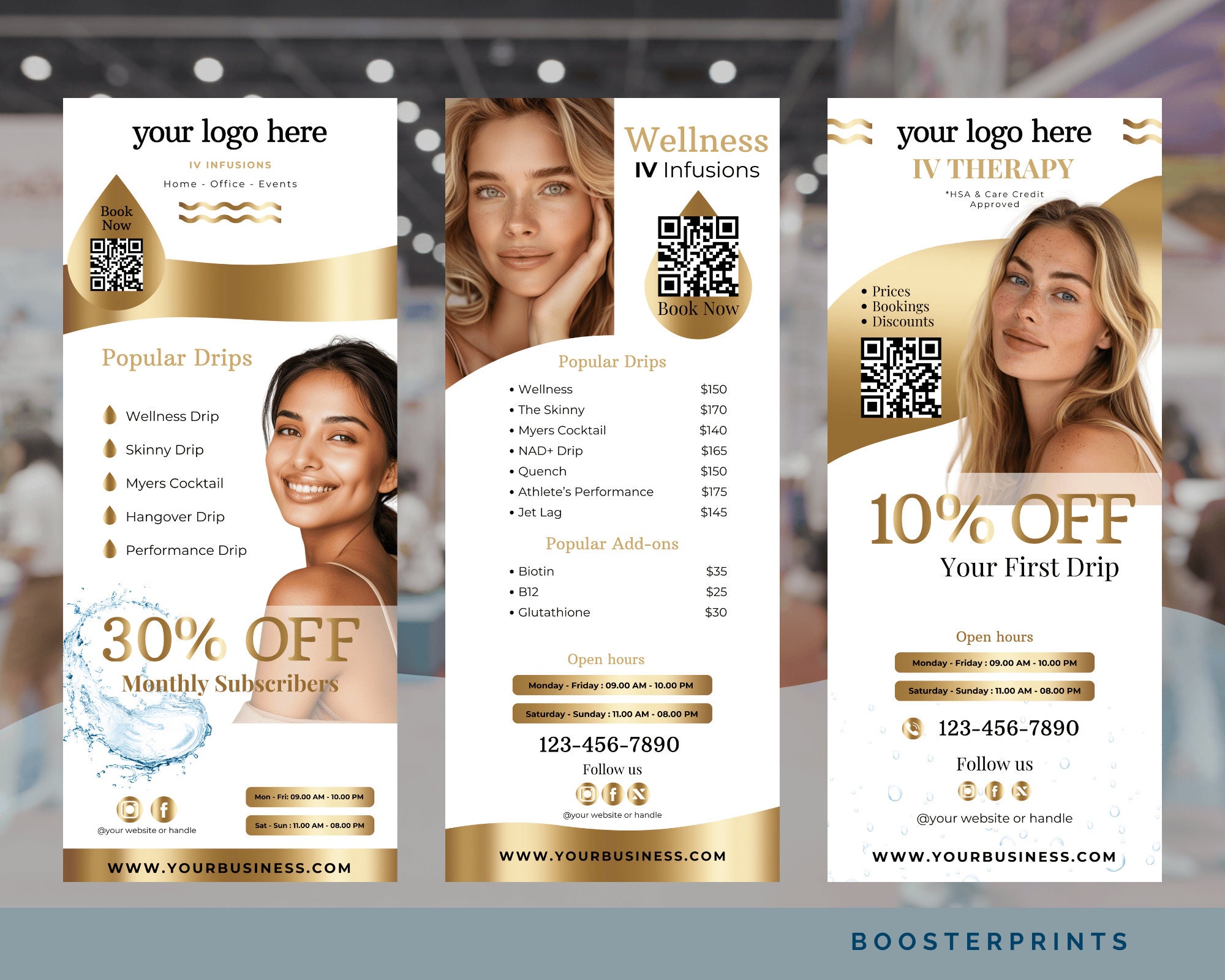 IV Therapy Marketing Gold Event Banner IV Retractable Black Gold IV ...