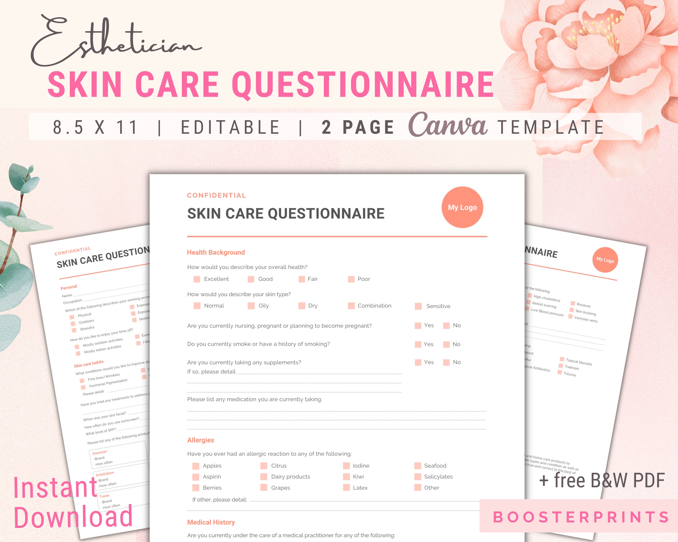 Facial Consent Forms Skin Questionnaire Skin Care Survey Facialself ...