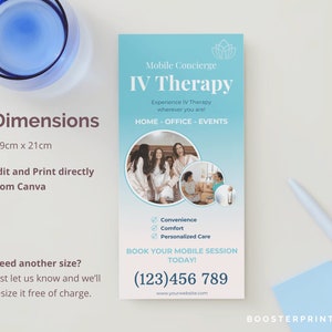 IV Therapy Canva Rack Card Kit Iv Therapy Brochures IV Infusion Flyer ...