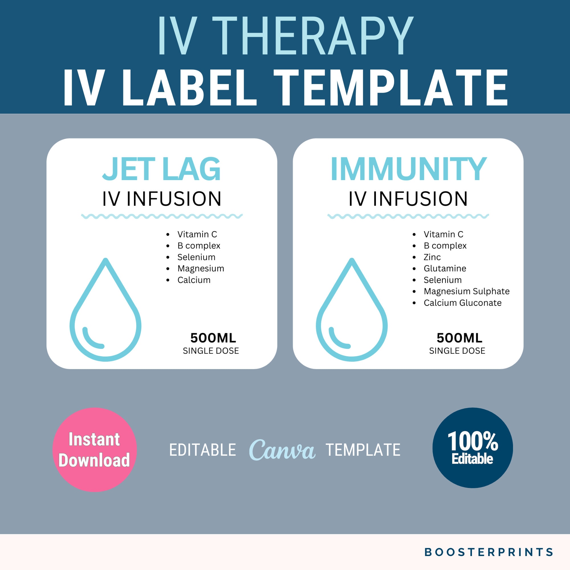 IV Therapy Bags Label Editable IV Vitamin Therapy Bag Label IV Labels ...