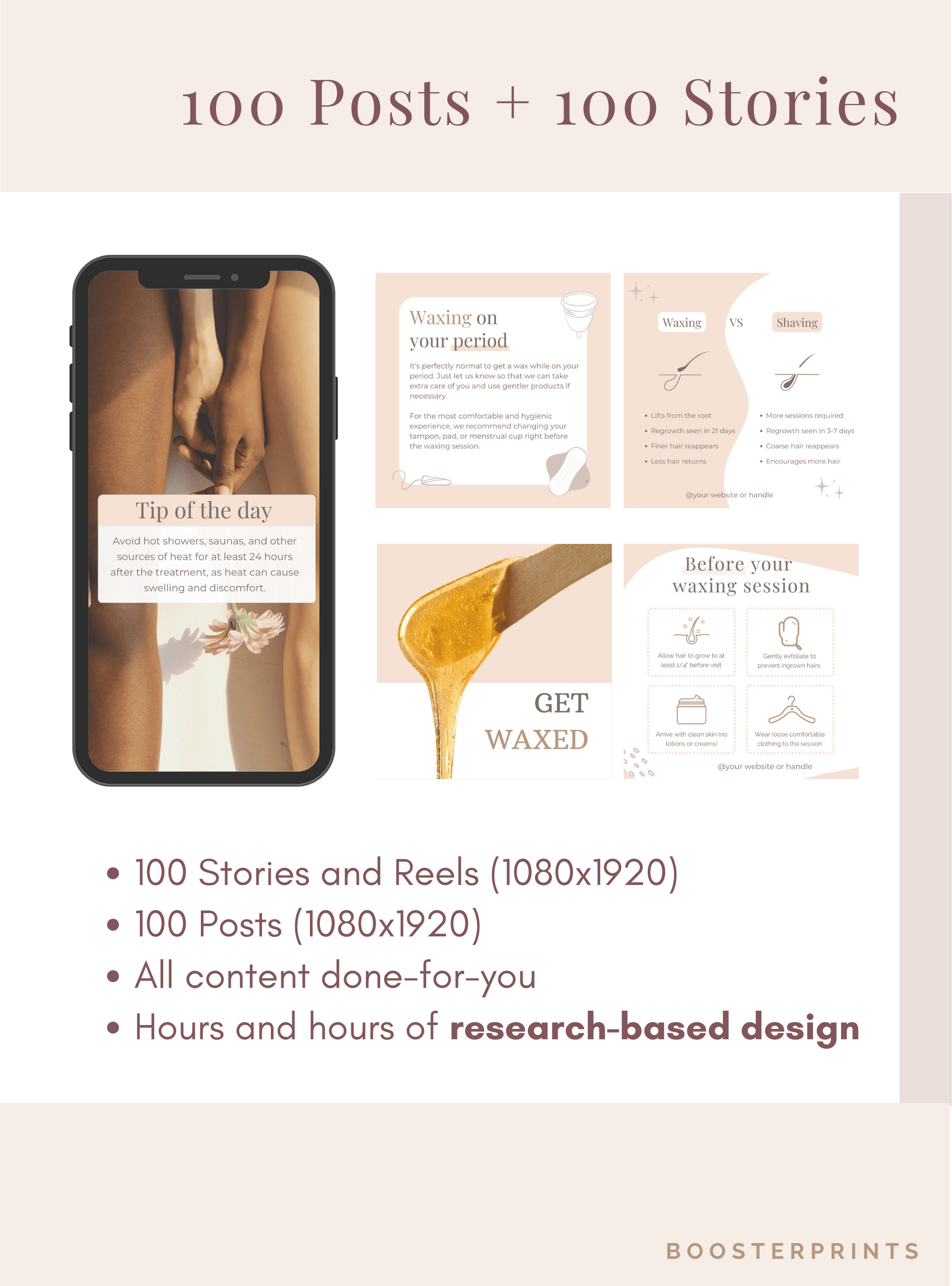 Waxing Instagram Posts IG Stories Wax Salon Wax Artist IG Templates ...
