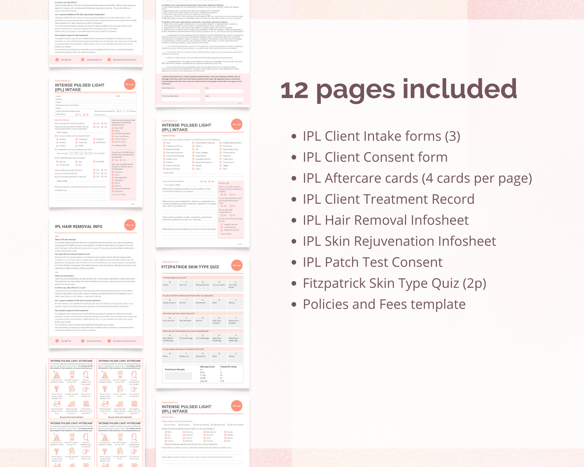 IPL Hair Removal Forms IPL Consent Forms IPL Laser Aftercare Ipl ...