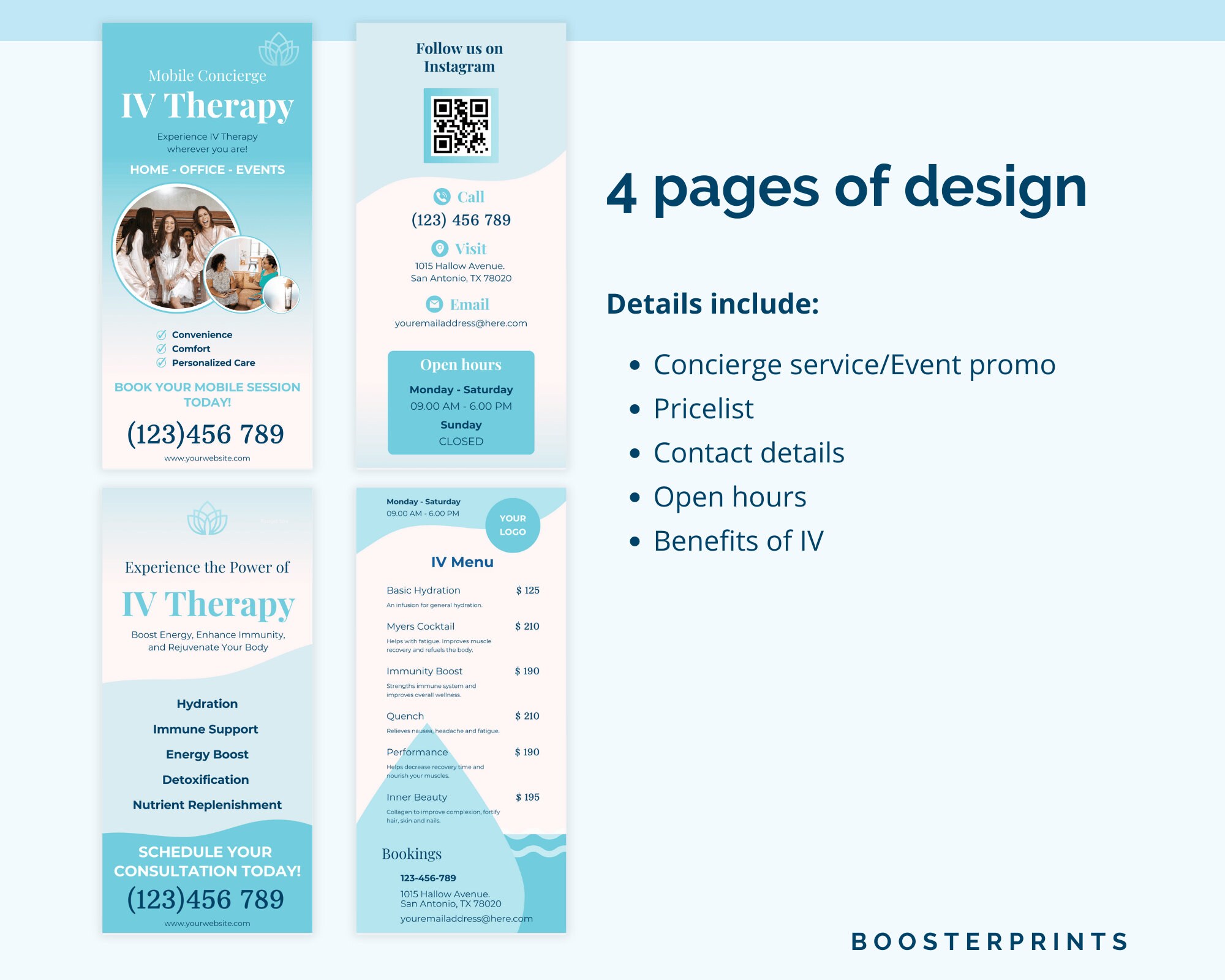IV Therapy Canva Rack Card Kit Iv Therapy Brochures IV Infusion Flyer ...