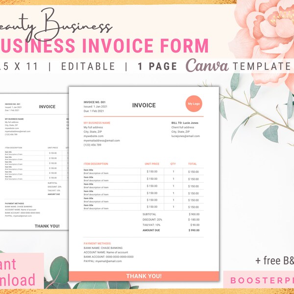 Invoice Template Beauty - Etsy
