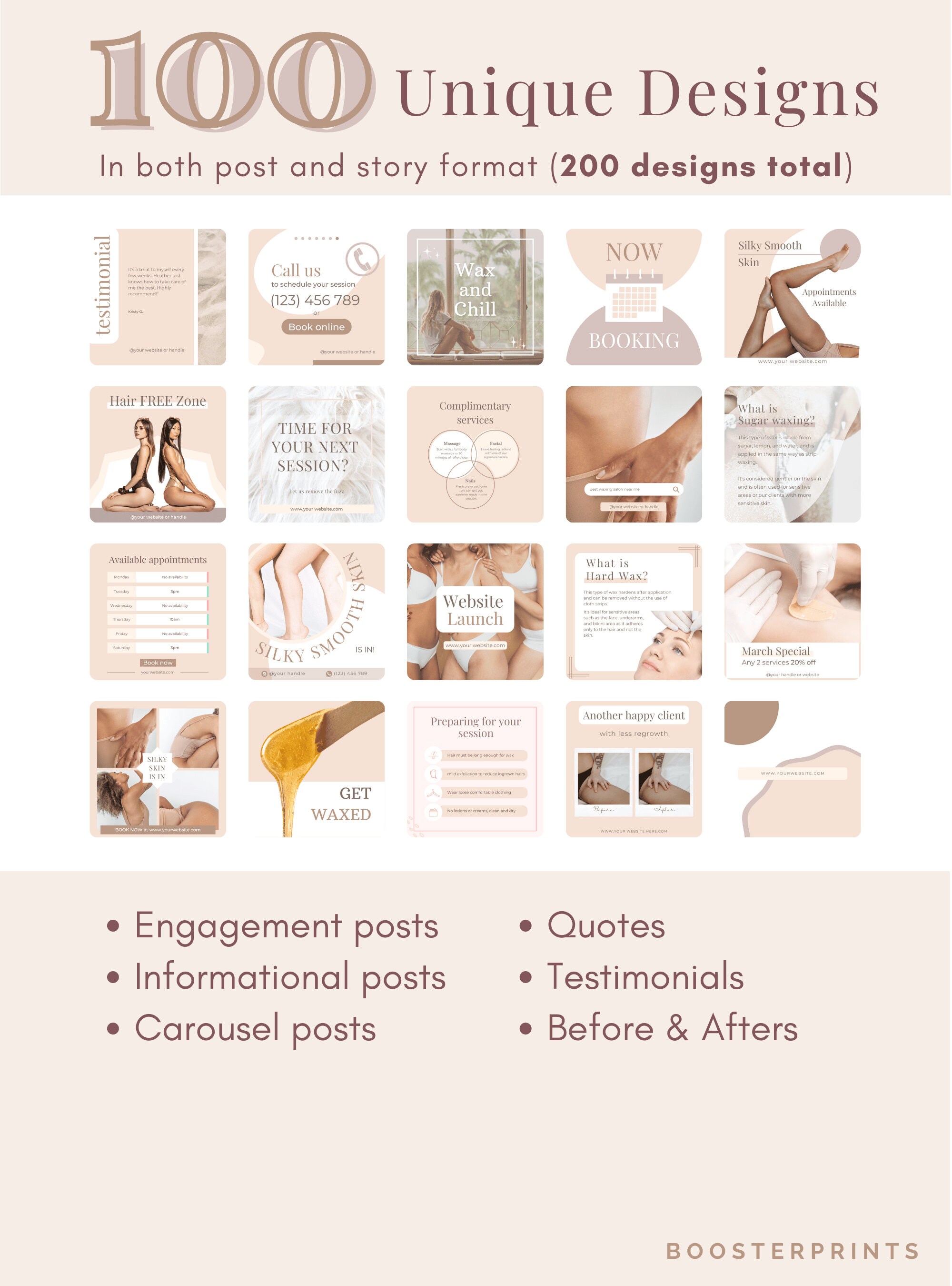 Waxing Instagram Posts IG Stories Wax Salon Wax Artist IG Templates ...
