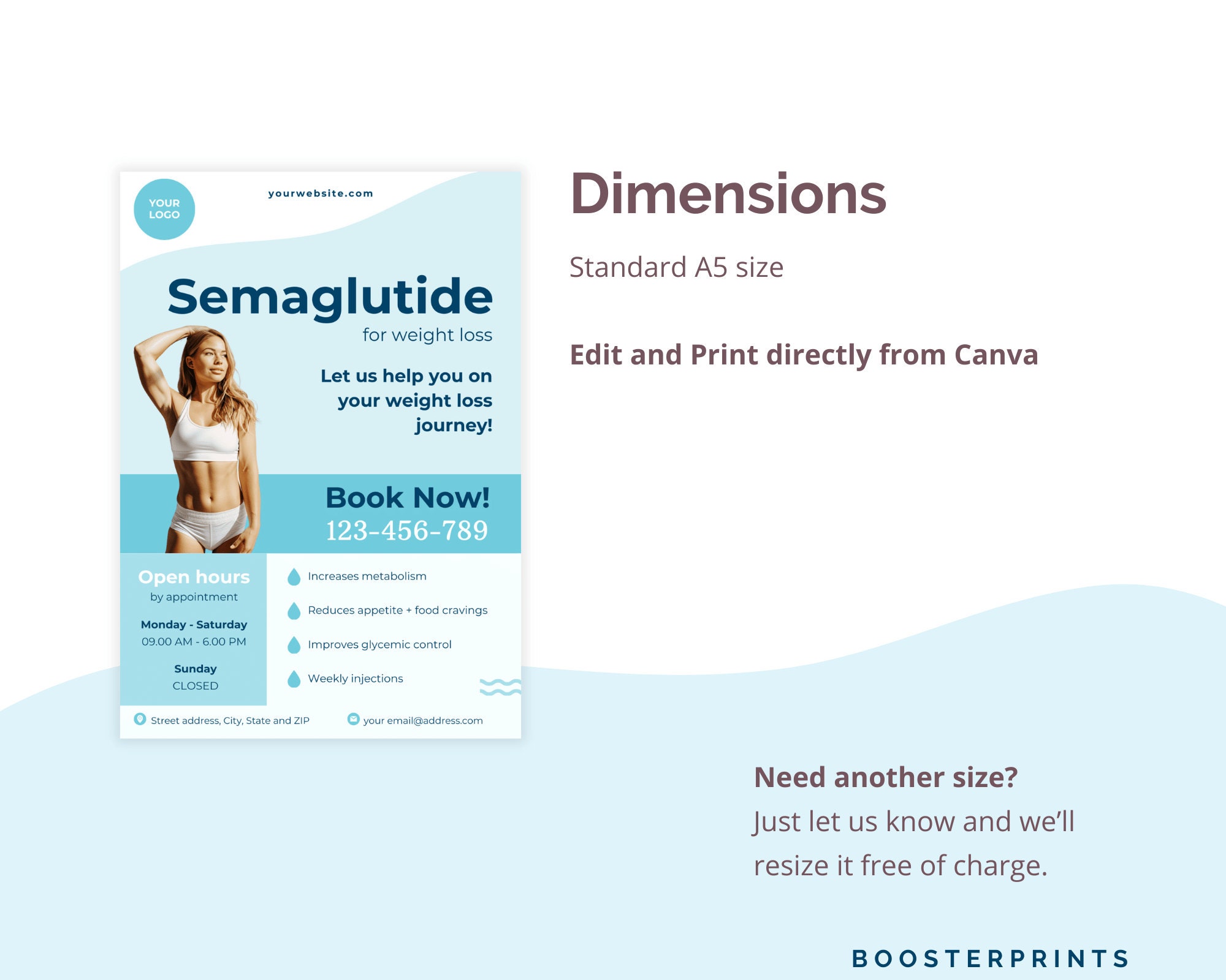 Semagluetide Weight Loss Flyer Template Semaglutide Injection Brochure ...