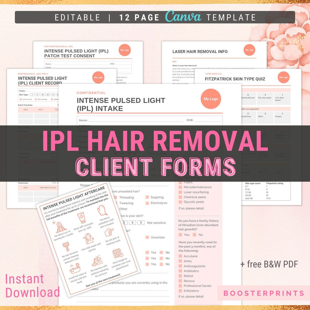 IPL Hair Removal Forms IPL Consent Forms IPL Laser Aftercare Ipl ...