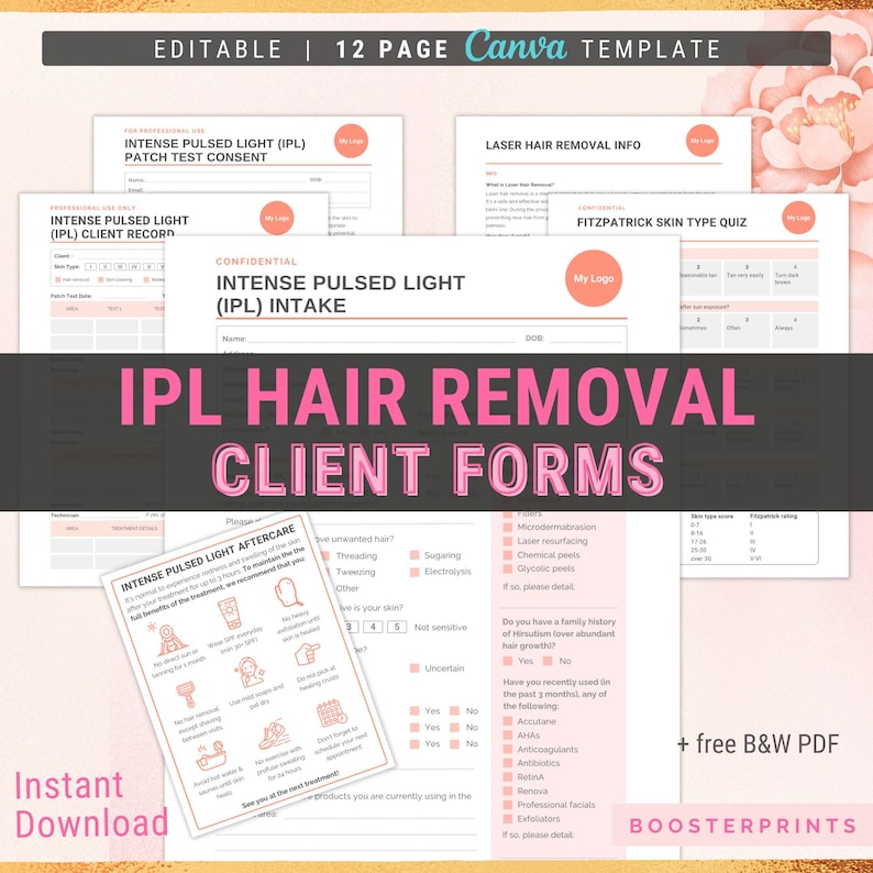 IPL Hair Removal Forms IPL Consent Forms IPL Laser Aftercare Ipl ...