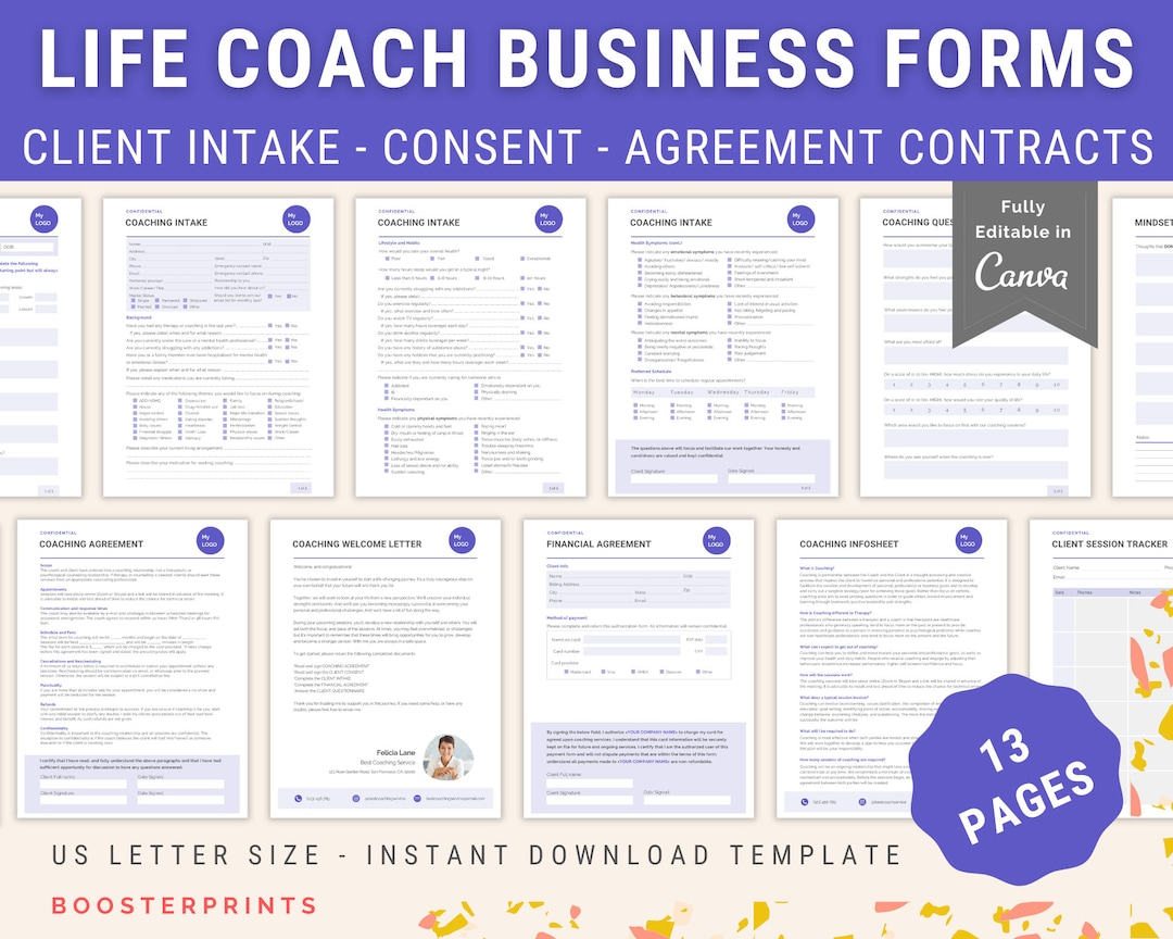 Coaching Contract Template Coach Client Intake Coach Agreement Form ...