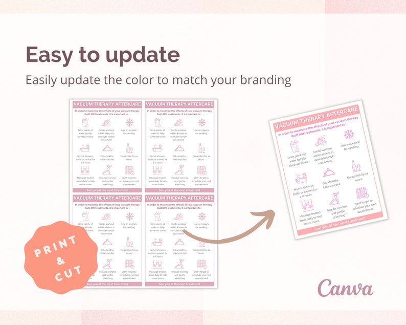 Vacuum Therapy Aftercare Card Butt Lift After Care Card Body Sculpting ...