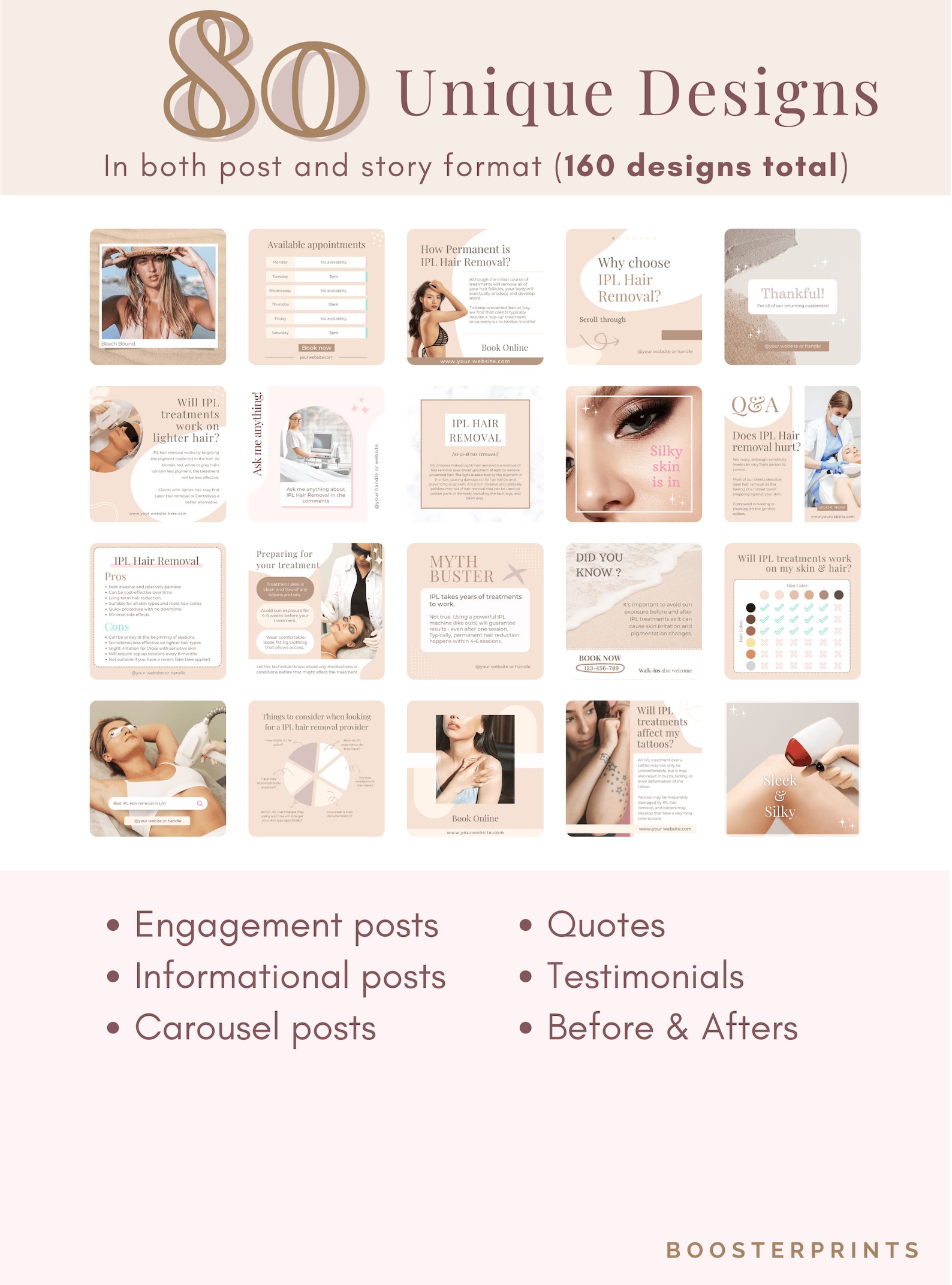 IPL Hair Removal Instagram Posts Ig Stories 80 IPL Instagram Templates ...