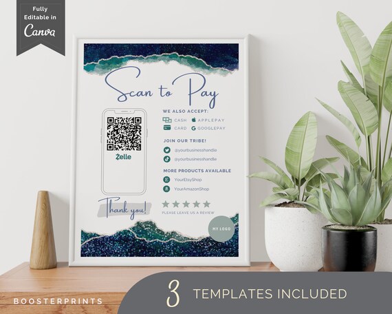 Editable Scan to Pay Template Premium QR Code Sign for Venmo | Etsy
