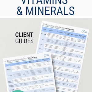 Vitamins and Minerals Chart Iv Vitamin Chart Vitamin Guide IV Hydration ...