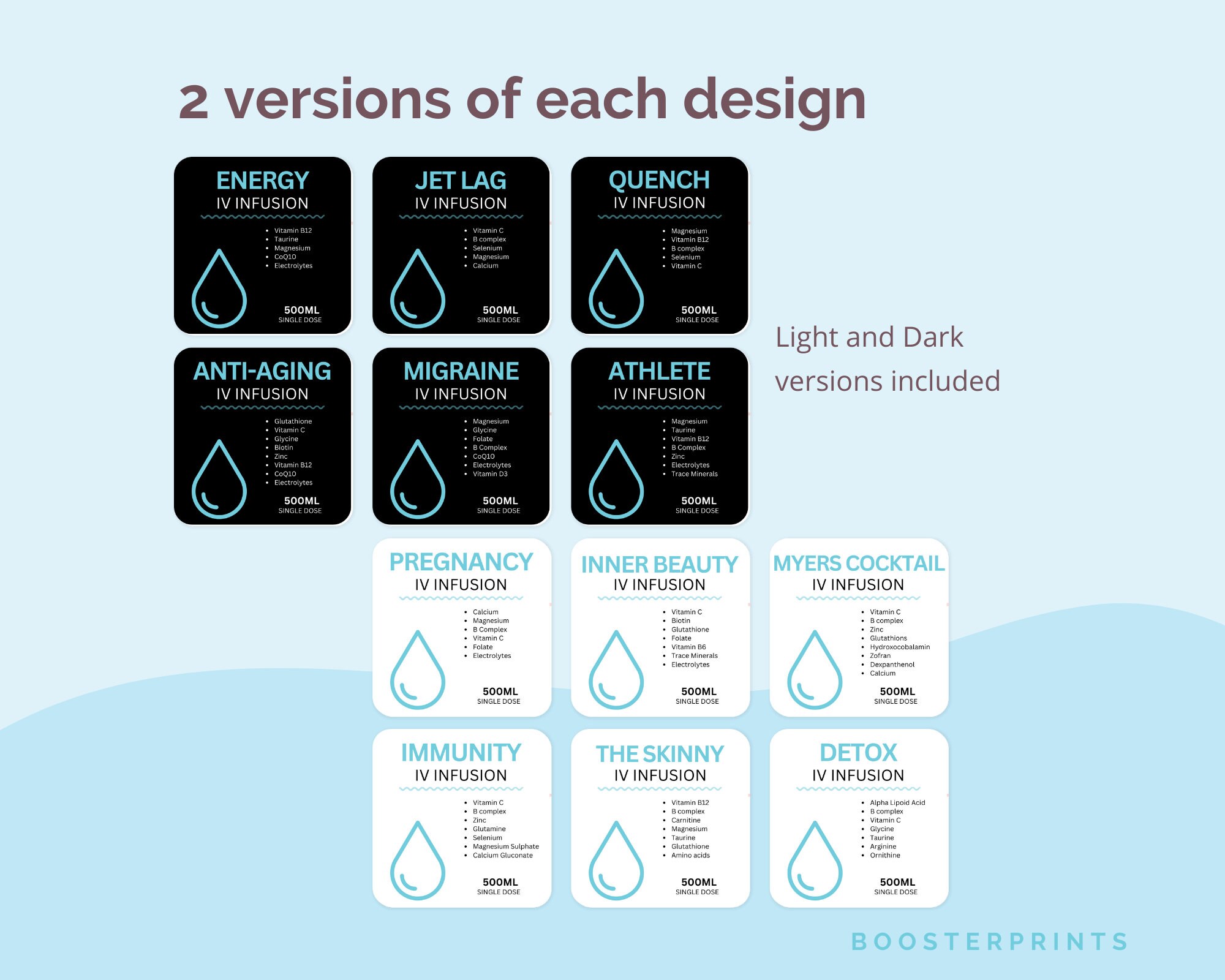 IV Infusion Bag Label Template Editable IV Vitamin Therapy Label IV ...
