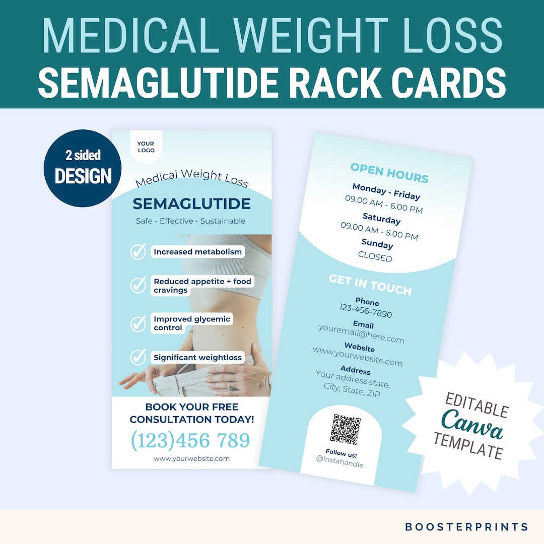 Semaglutide Weight Loss Rack Card Template: Medical Marketing Canva ...
