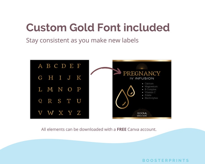 IV Hydration Labels Editable IV Vitamin Therapy Bag Label Black Gold IV ...