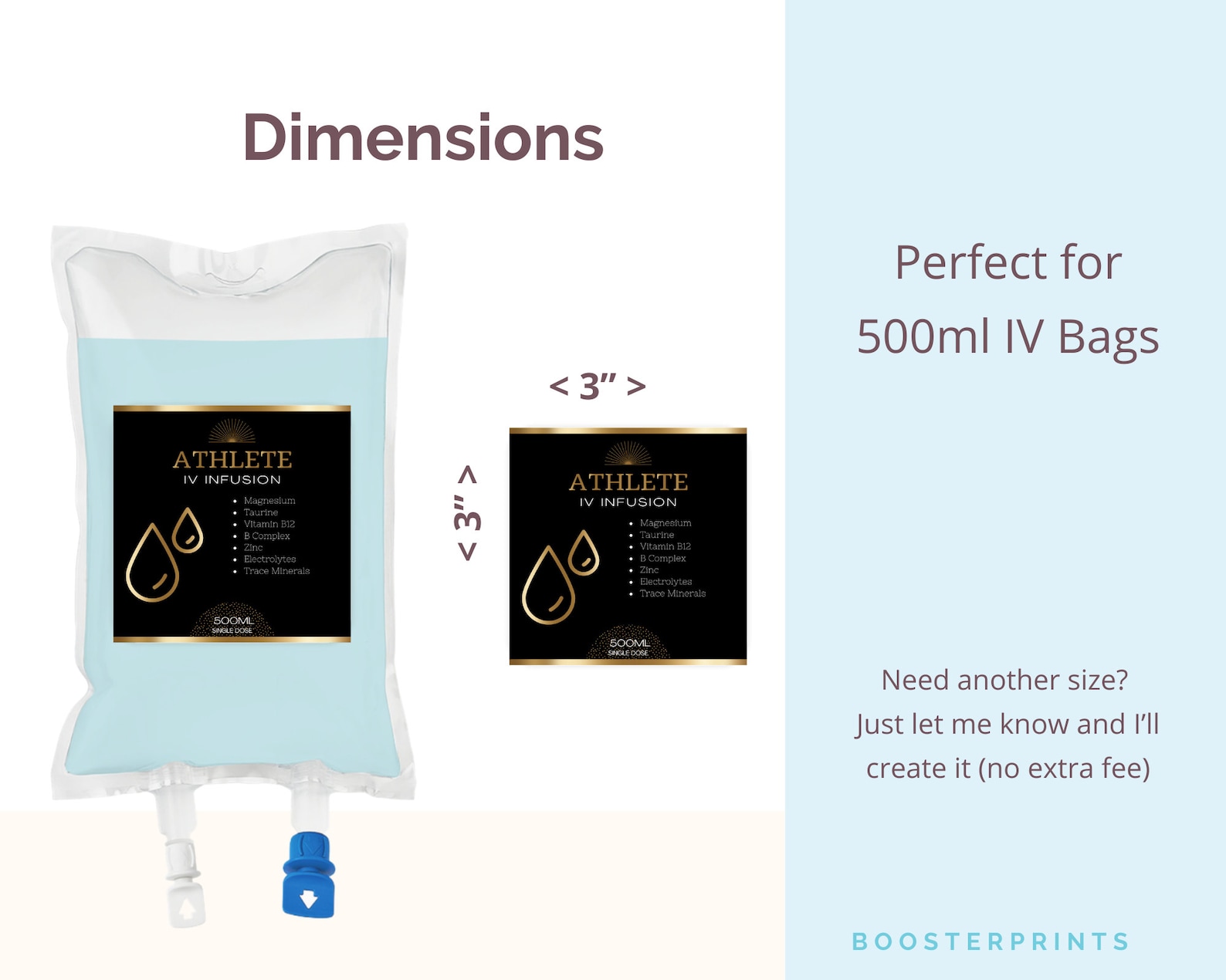 IV Bag Labels Editable IV Vitamin Therapy Bag Label Black Gold IV Label ...