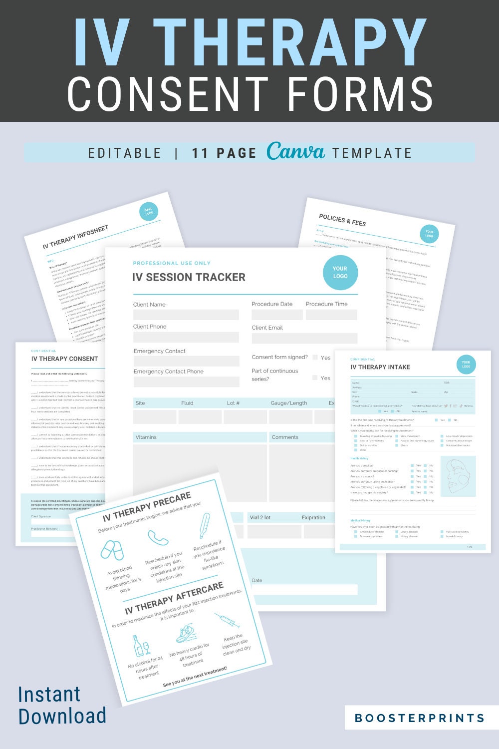 IV Therapy Forms IV Therapy Intake Form Iv Infusion Client Tracker IV ...