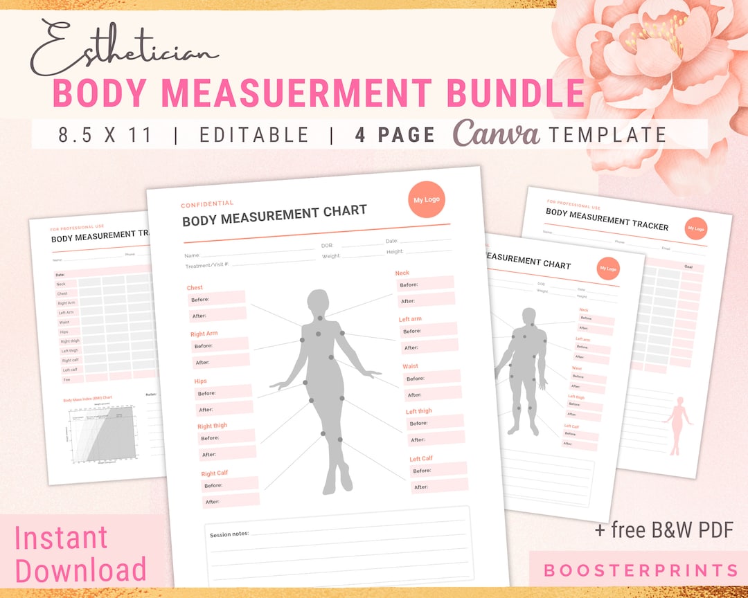 Body Measurement Forms Client Measurement Tracking Cavitation Body ...