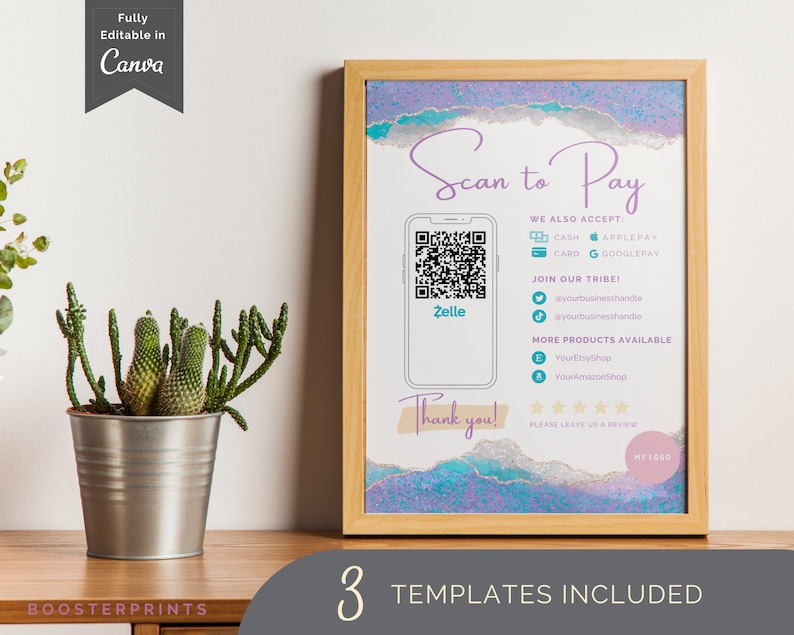 Editable Scan to Pay Template Premium QR Code Sign Venmo Qr Cashapp ...