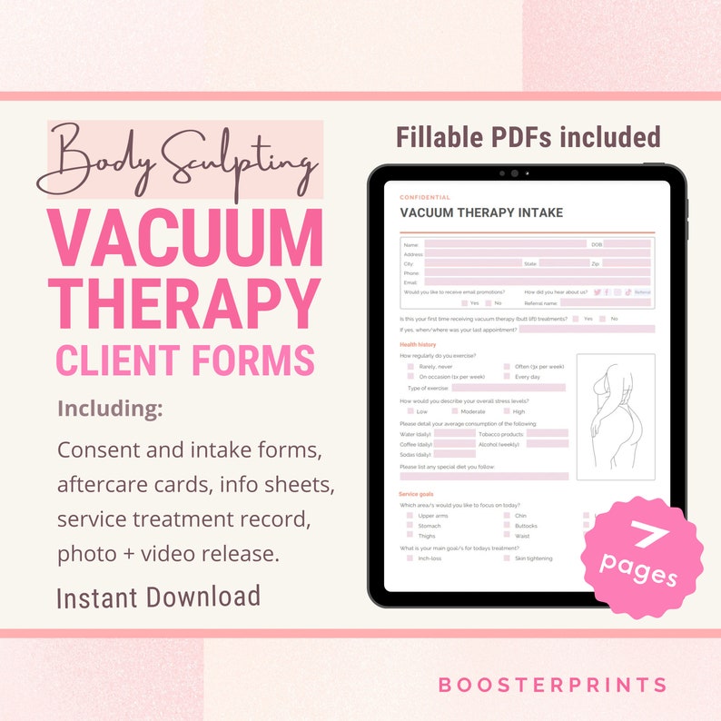 Vacuum Therapy Butt Lift Forms Intake Client Consent Form Aftercare ...