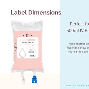 IV Drip Bags Label Editable IV Vitamin Therapy Bag Label IV Labels ...