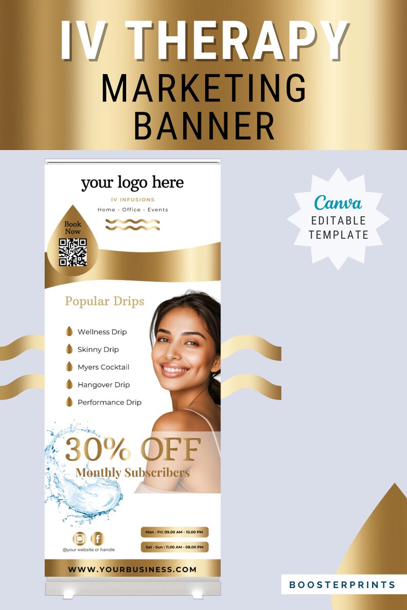 IV Therapy Marketing Banner Retractable Banner IV Rollup Banner IV ...