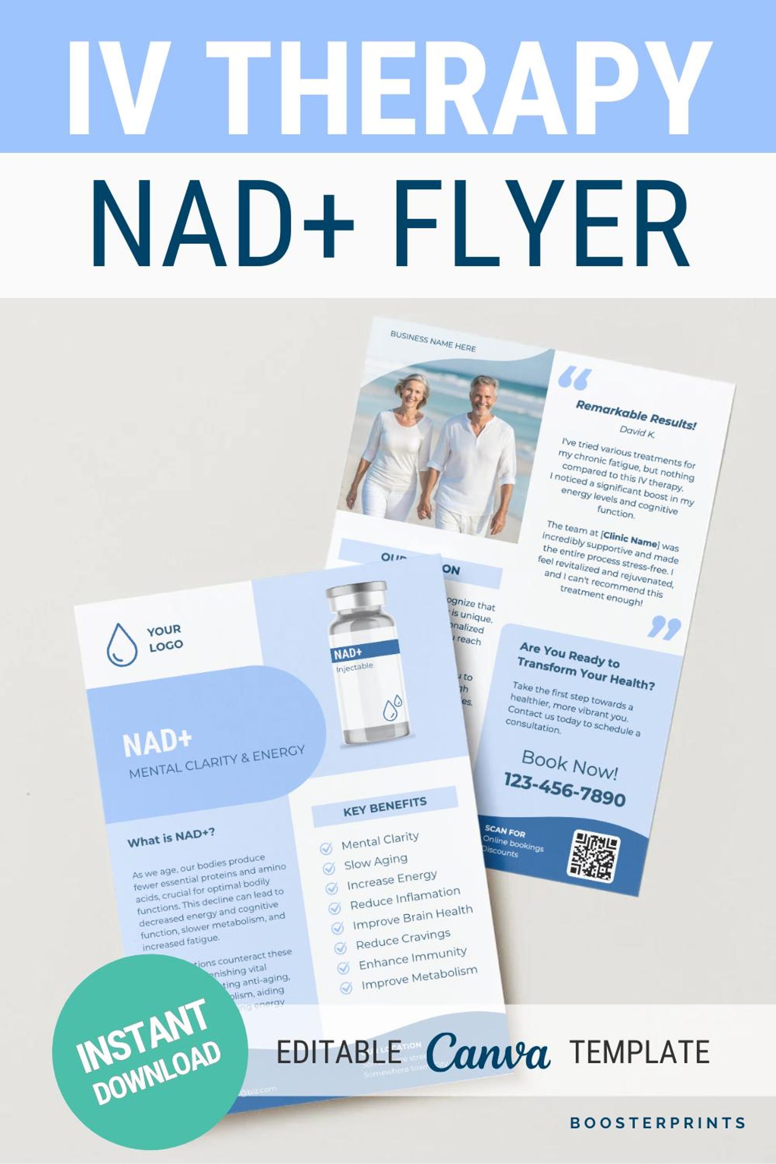 Nad Flyer IV Therapy Canva Template Nad Injections Canva Nad Info Iv ...