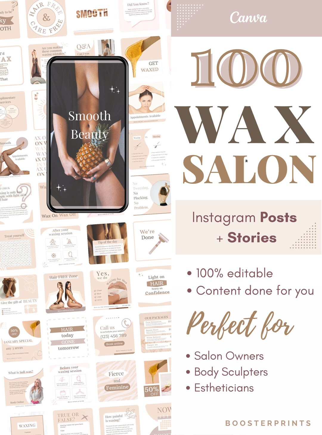 Waxing Instagram Posts IG Stories Wax Salon Wax Artist IG Templates ...