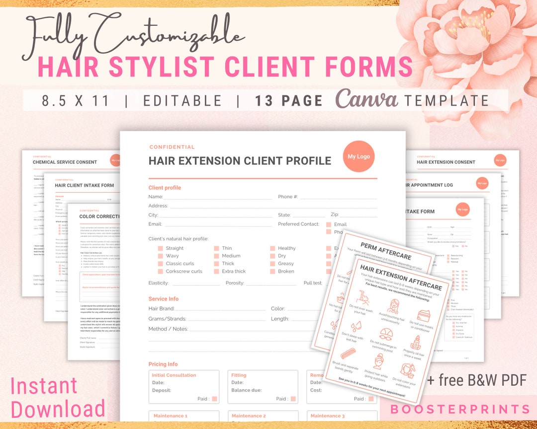 Hair Stylist Templates Forms Consent Forms for Hairstylist Forms Hair ...