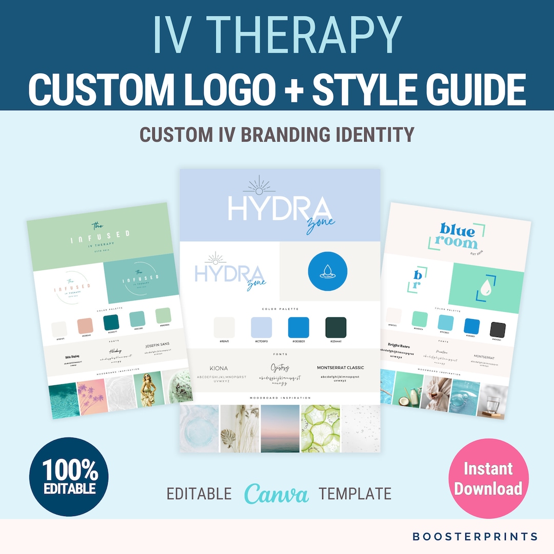 IV Therapy Logo Custom Branding for IV Therapy Canva Brand Kit Iv ...