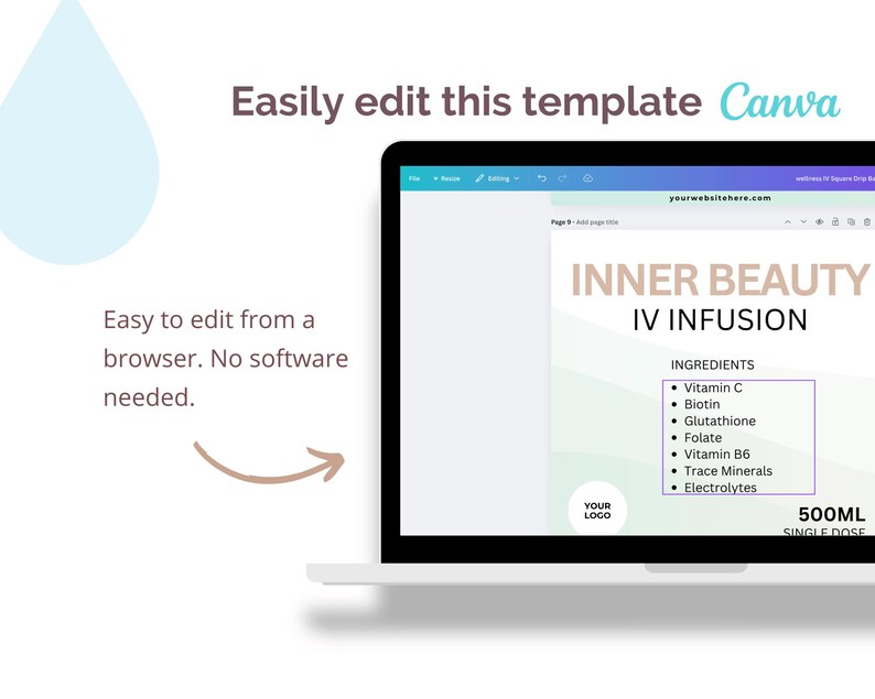 IV Infusion Bag Labels Modern IV Vitamin Therapy Bag Label Gradient IV ...