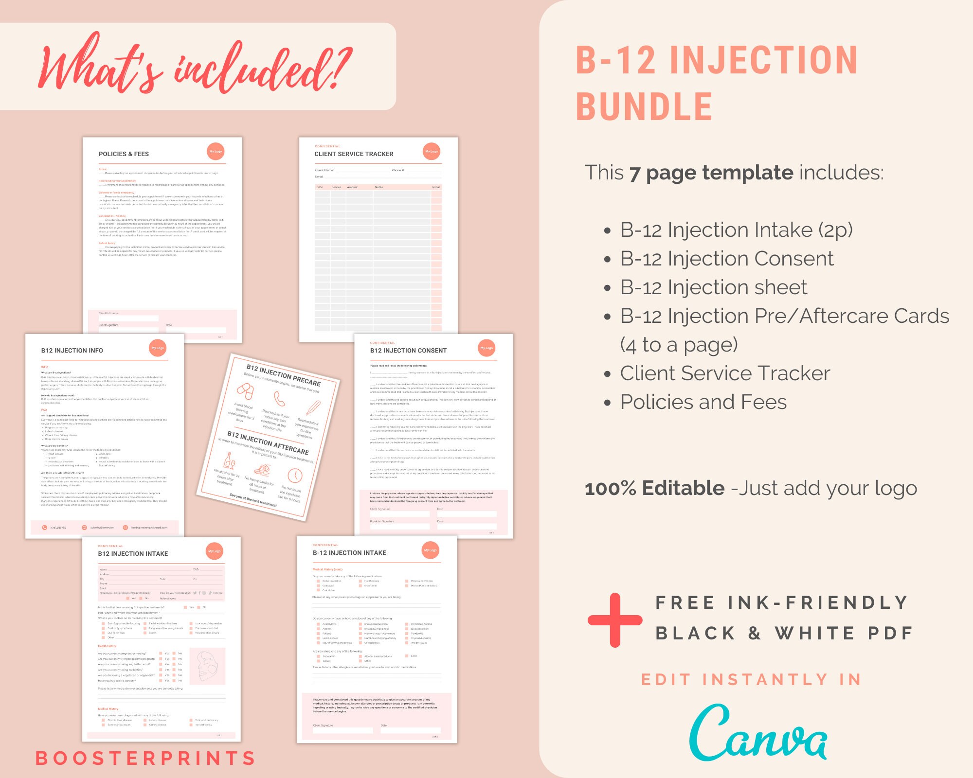 B12 Injection Forms B12 Injection Consent Forms IV Therapy Intake Form ...