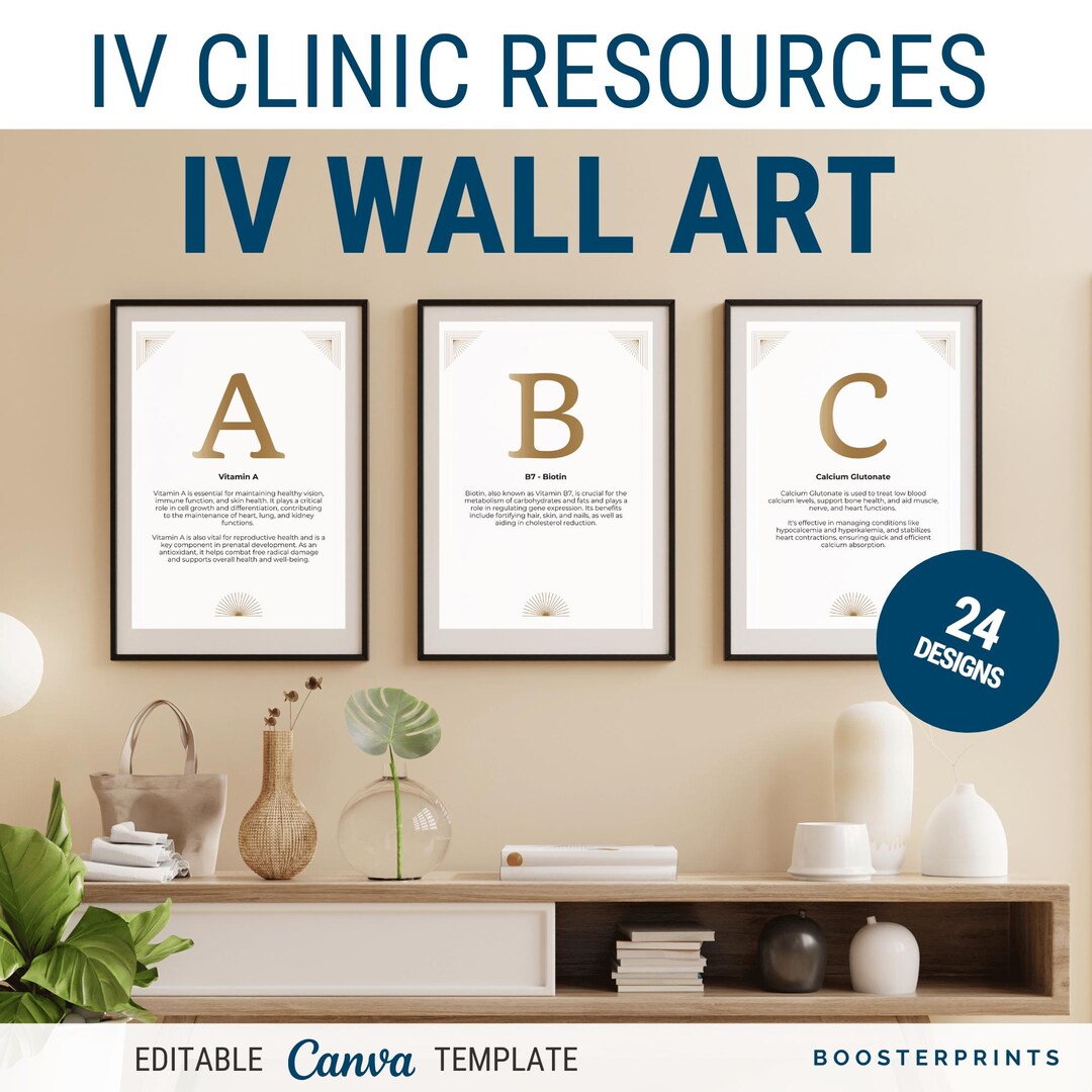 IV Therapy Poster IV Hydration Wall Art Printable Wall Decor Iv Vitamin ...
